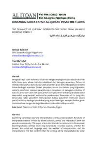 DINAMIKA KARYA TAFSIR AL-QUR’AN PESANTREN JAWA - Institutional Repository UIN Sunan Kalijaga ...